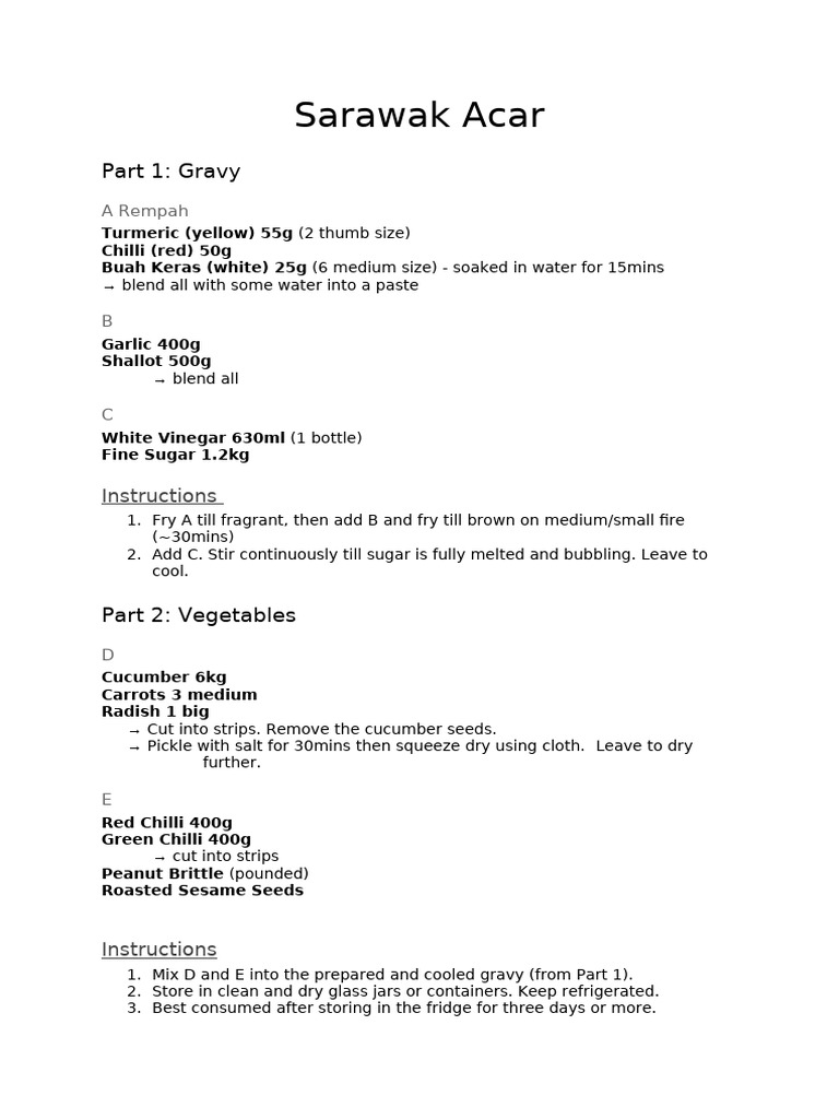 Sarawak Acar | PDF