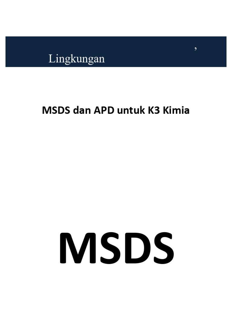 1.5. MSDS Dan APD Untuk K3 Kimia | PDF