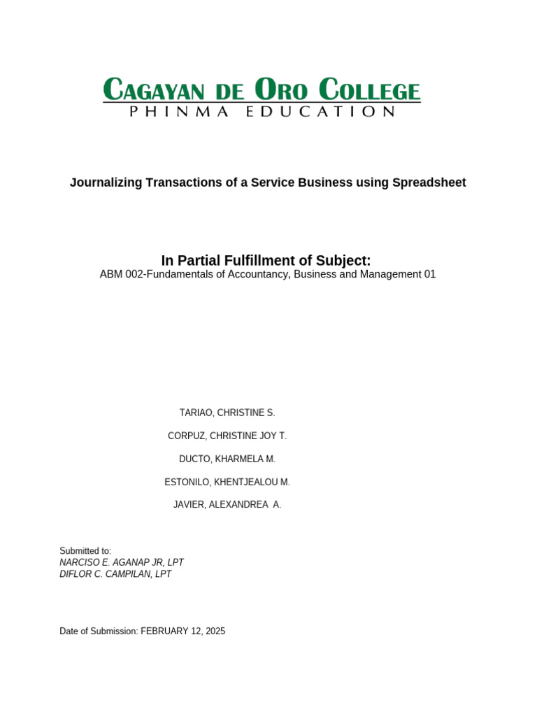 Abm 002 Performance Task Template | PDF | Debits And Credits | Expense