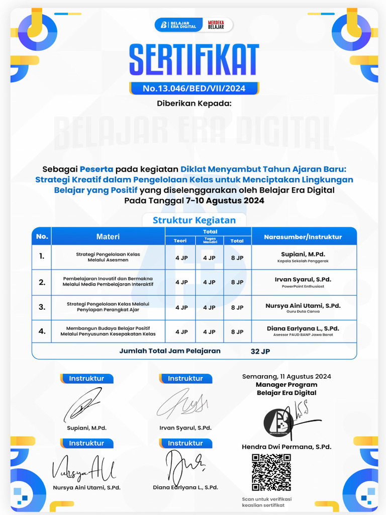 Sertifikat - Rasima Sinaga, S.PD | PDF