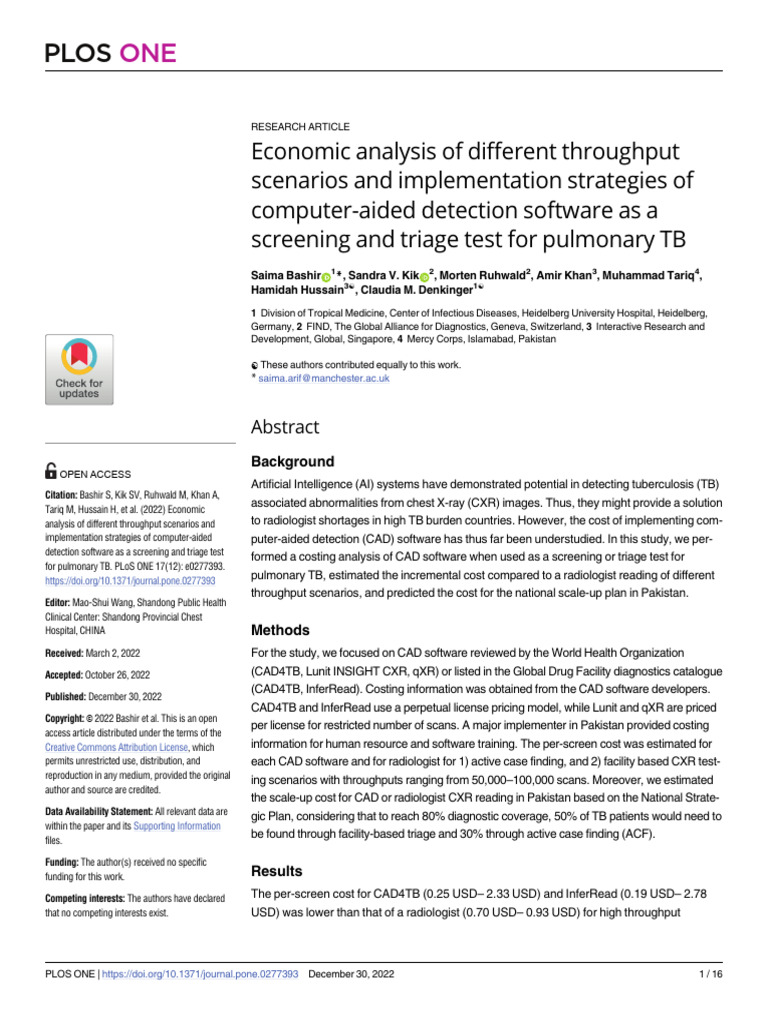 Economic Analysis of Different Throughput Scenarios and Implementation ...