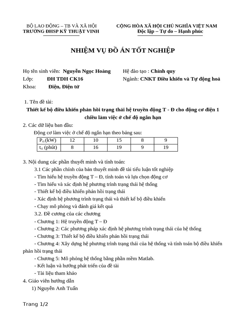 Nhiem Vu Tieu Luan Nguyen Ngoc Hoang | PDF