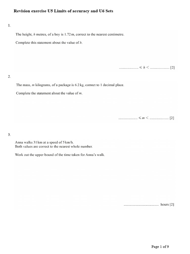Revision Limit and Sets | PDF