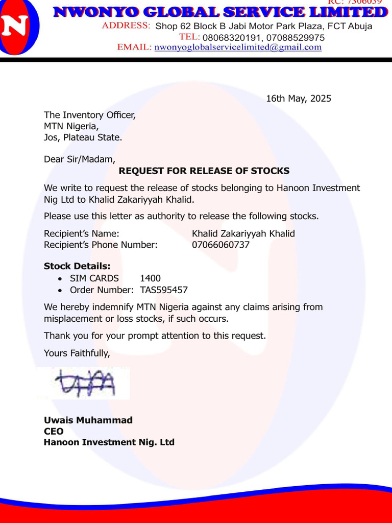Nwonyo Stock Release | PDF