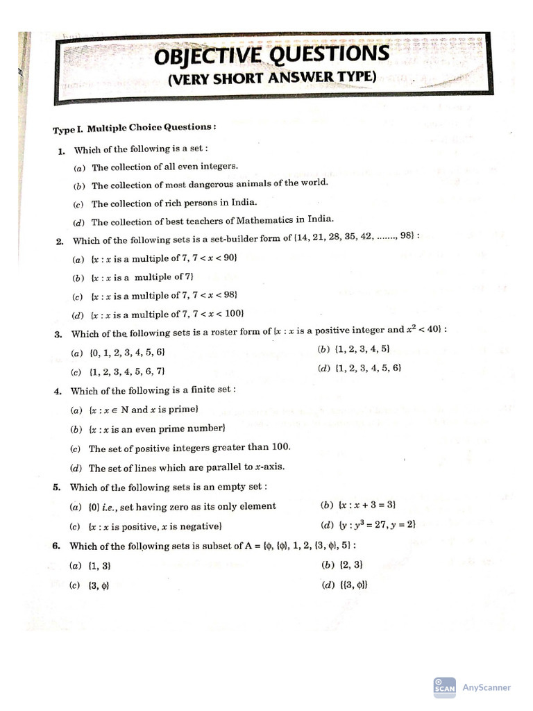 Sets MCQ ASSIGNMENT (1) | PDF