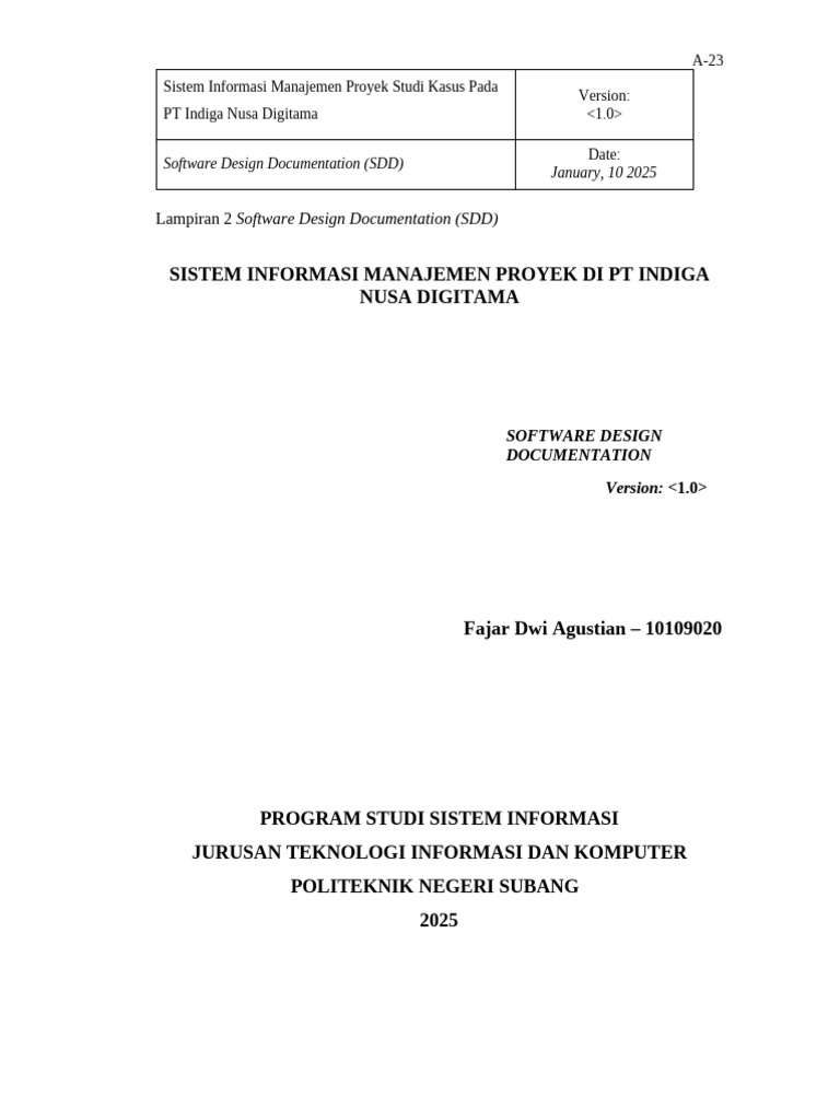 SDD Manajemen Proyek | PDF