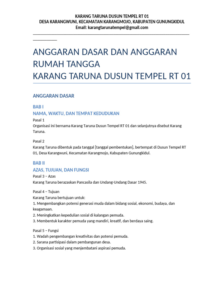 AD ART Karang Taruna Tempel RT01 Final | PDF