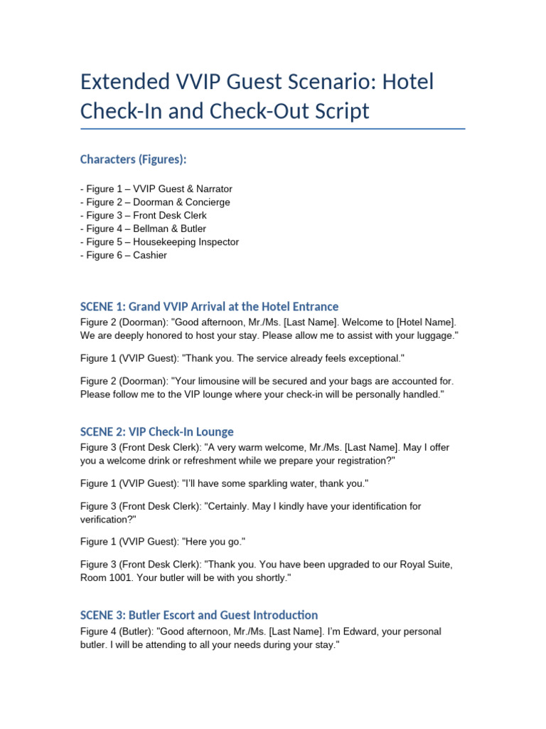 Extended VVIP Hotel Script | PDF | Restaurants