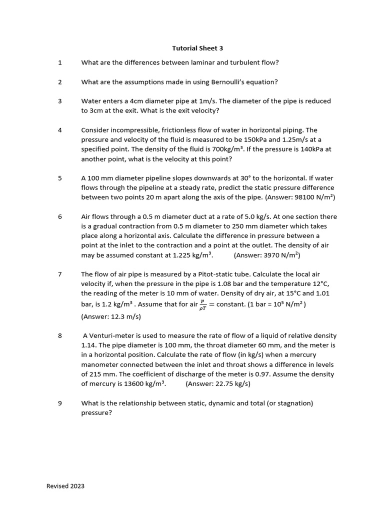 Tutorial Sheet 3 | PDF