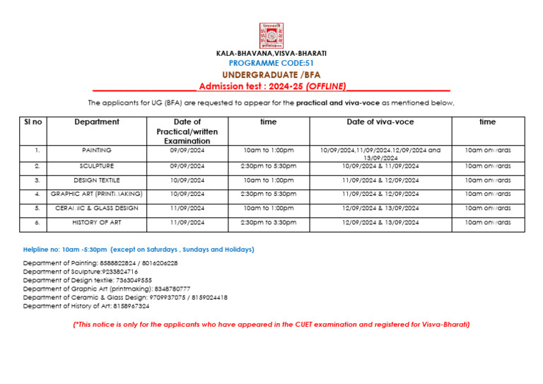 BFA-UG Notice 2024-25 | PDF