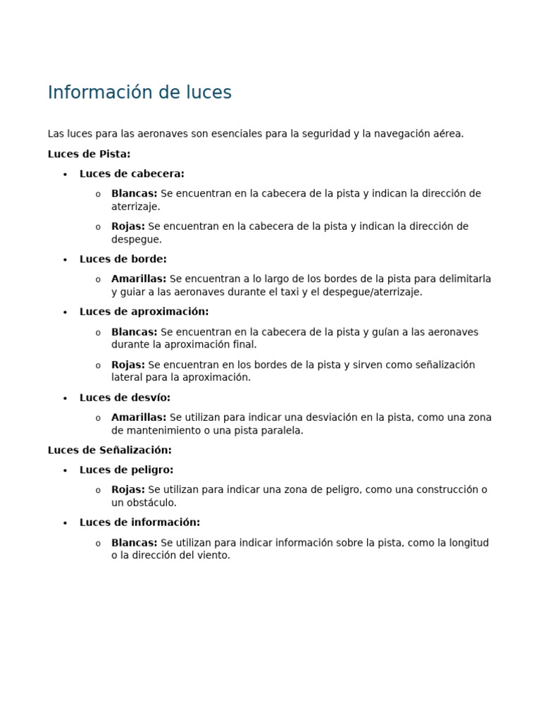 Información de Luces | PDF
