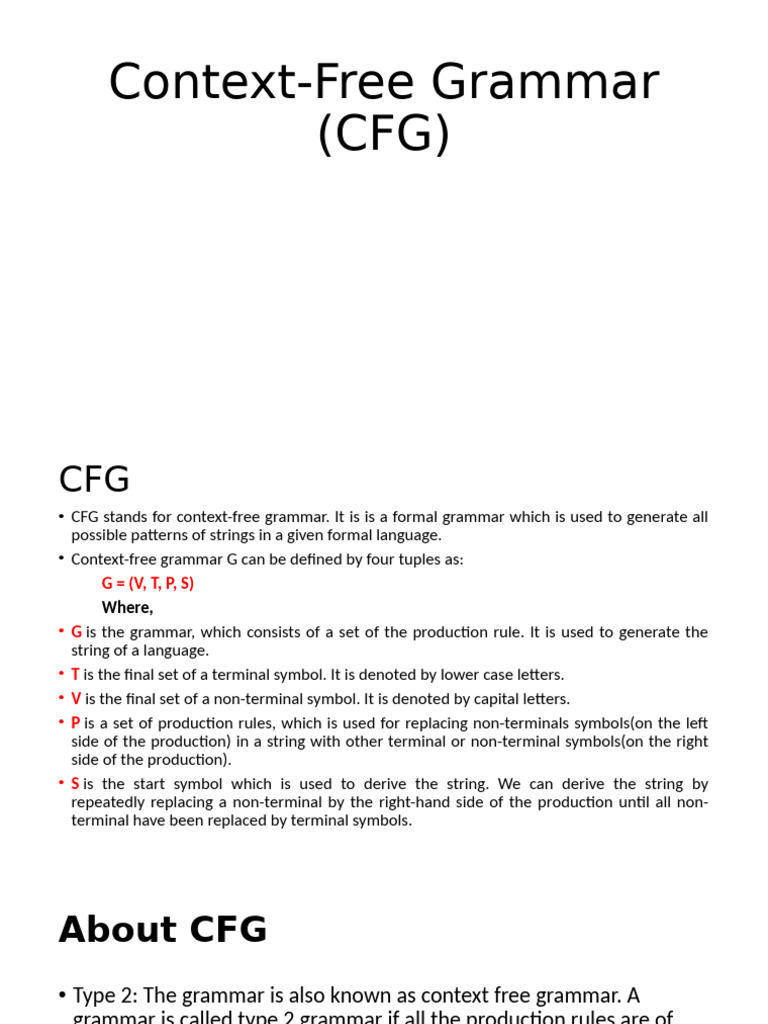 Context-Free Grammar (CFG) | PDF | Mathematical Logic | Computer Programming