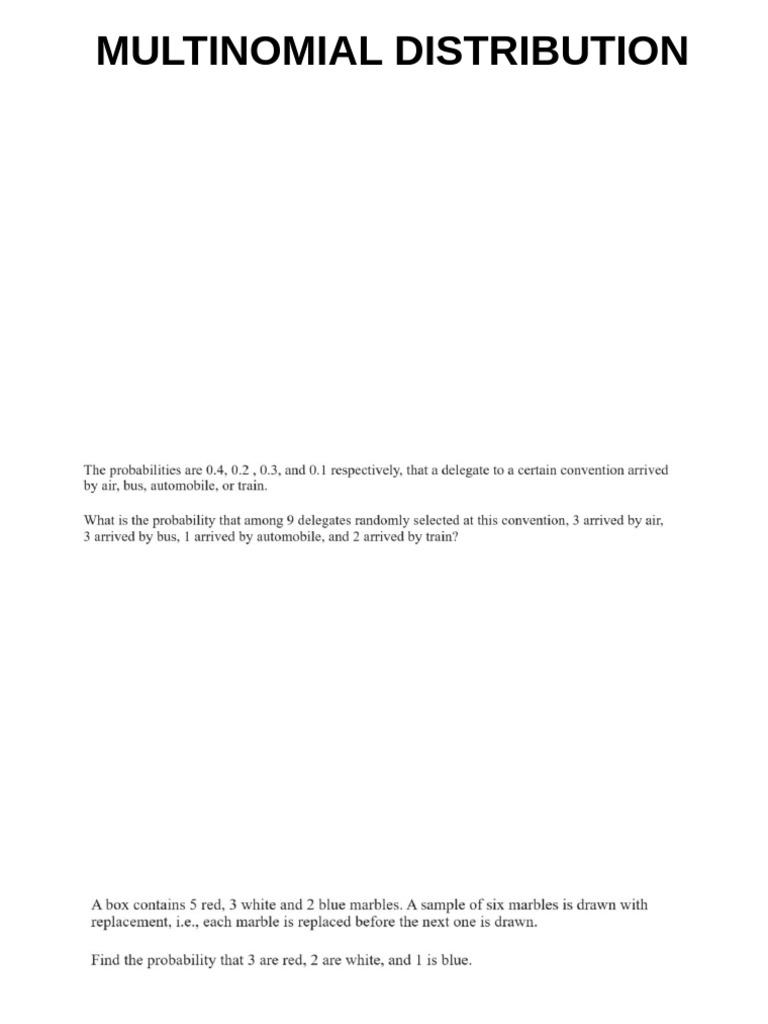 Multinomial and Hypergeometric Distribution | PDF