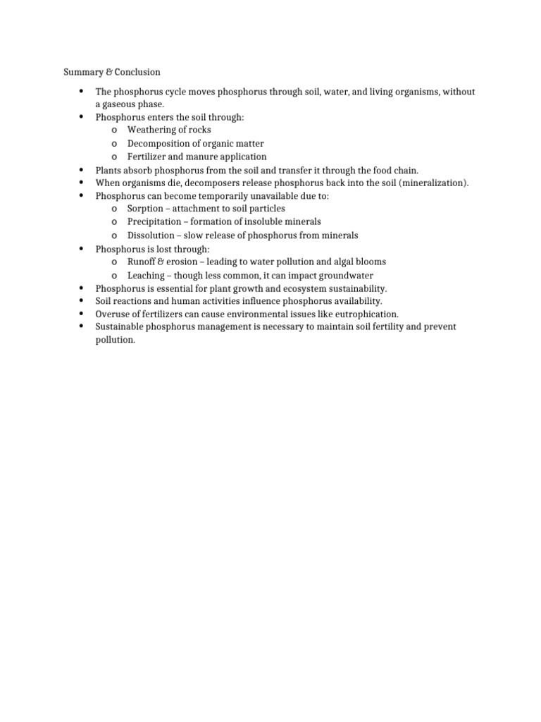 Summary Phosphorus Cycle | PDF