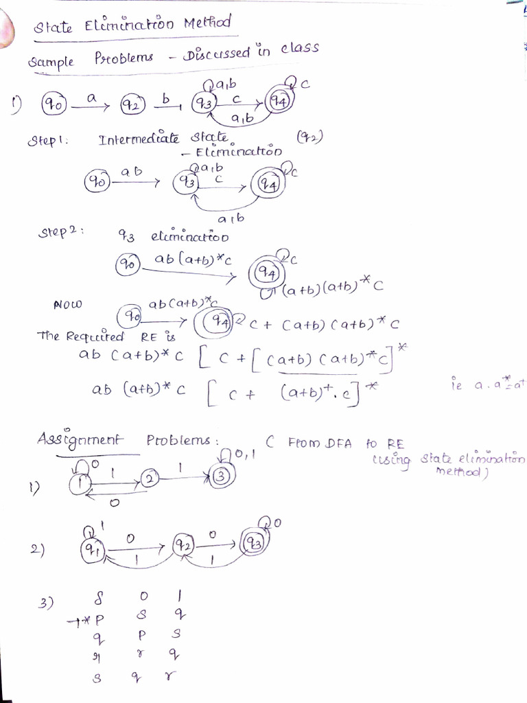 State Elimination method - DFA to RE | PDF