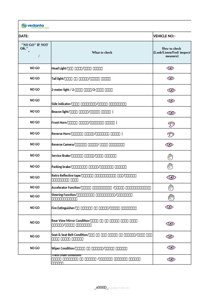 DOZER Pre Operation Check List | PDF