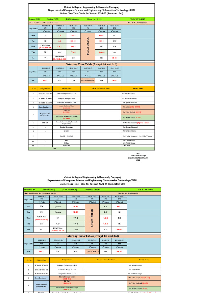 Online _3rd Year_Class_Time Table (2024-25) | PDF | Computing | Science