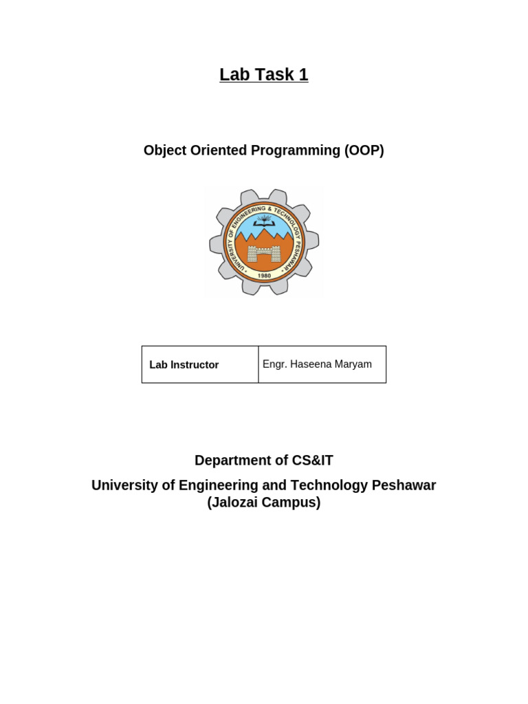 LAB TASK 1 OOP by Engr.Haseena Maryam | PDF | Significant Figures | Menu