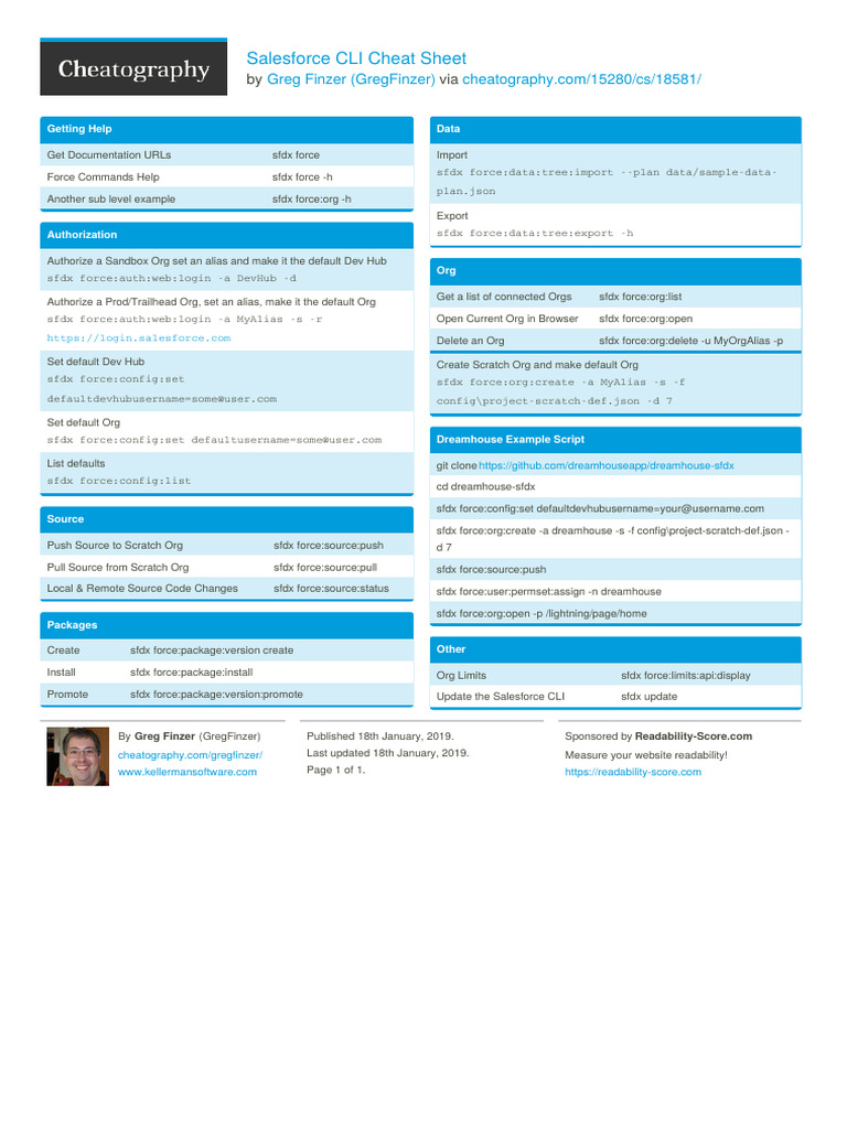 Salesforce CLI CheatSheet | PDF | Computing | Software