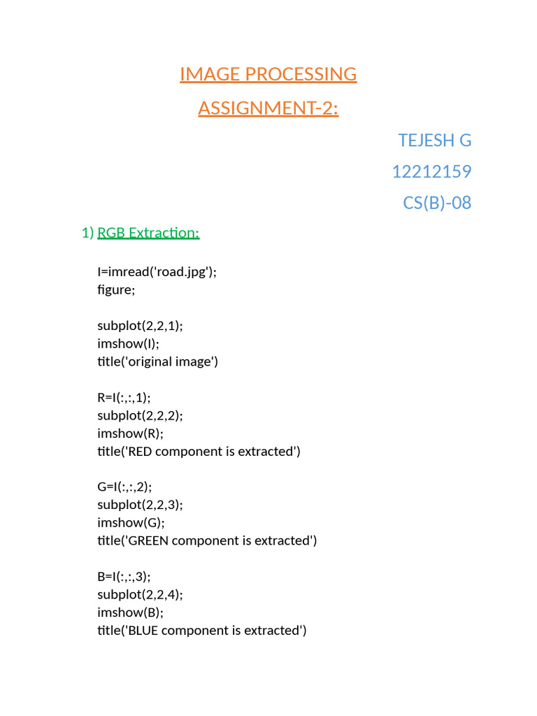 IMAGE PROCESSING Assign - 2 | PDF