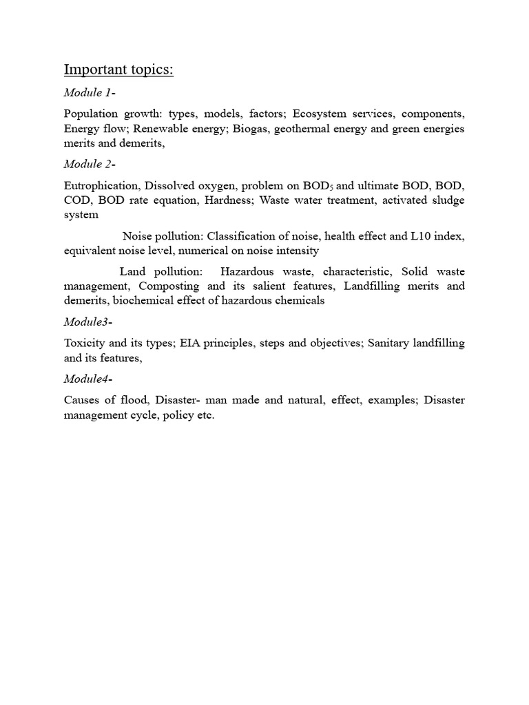 Key Topics in Environmental Science | PDF