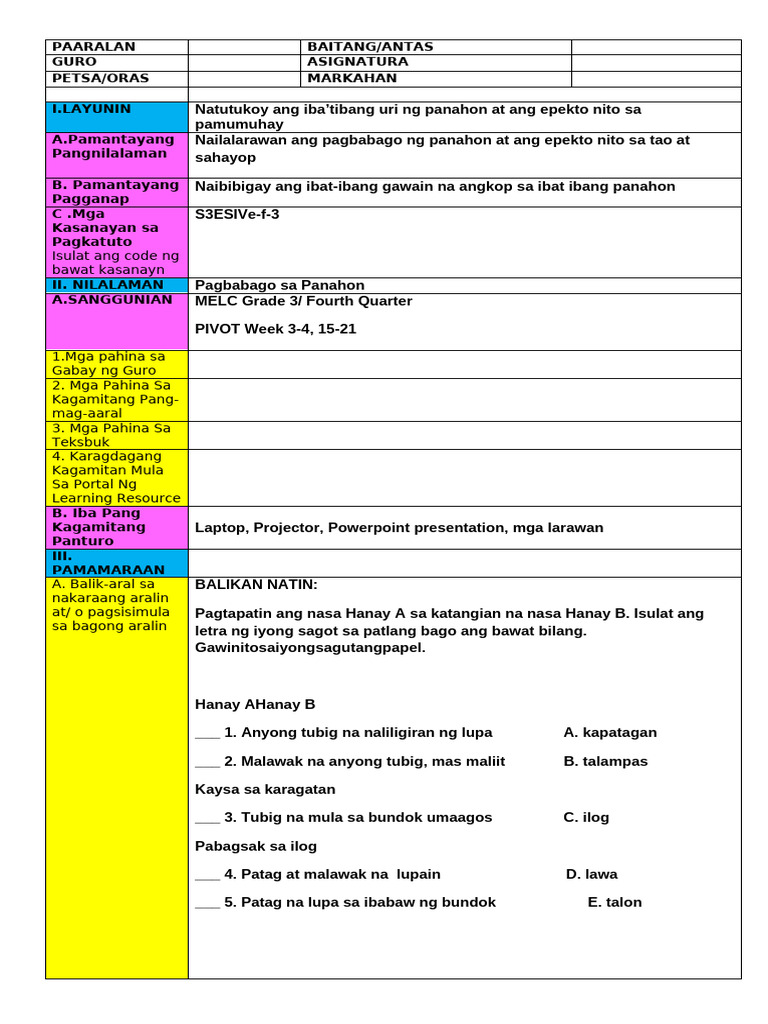 DLP Science 3 Quarter 4 | PDF