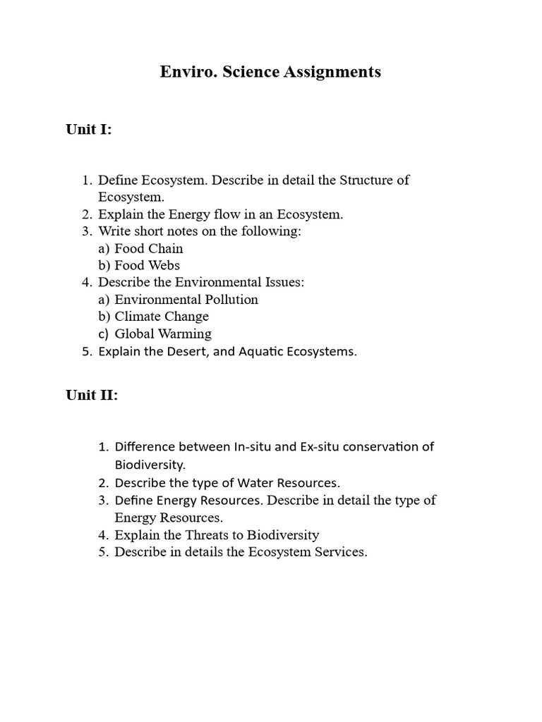 Environmental Studies Assignments | PDF