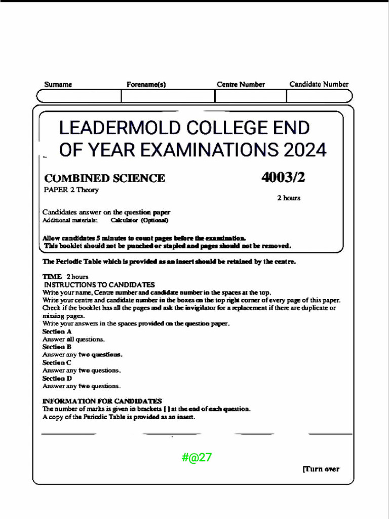 Combined Science Form 4 Final | PDF