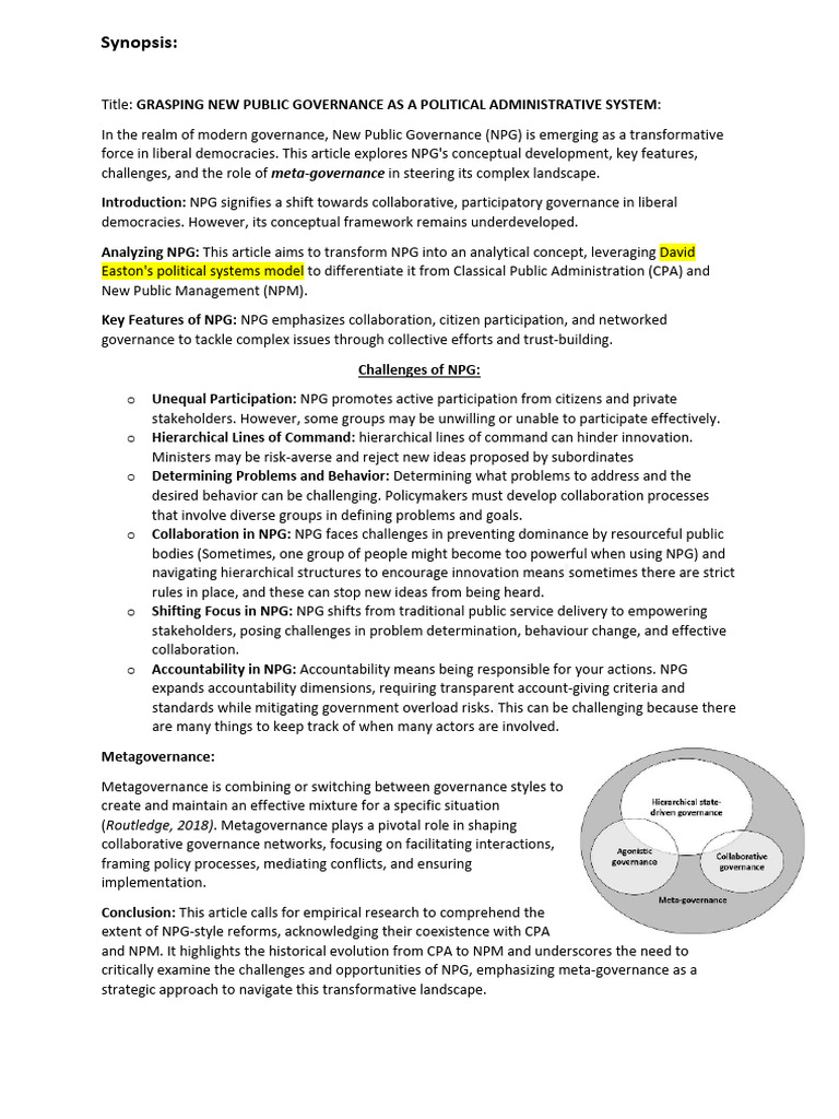 Good Governance - NPG and 10 Lessons For Public Mangers | PDF ...