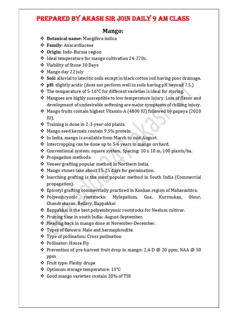 Mango Day 9 Am Class Notes - 1721642130895932 | PDF | Mango | Grafting
