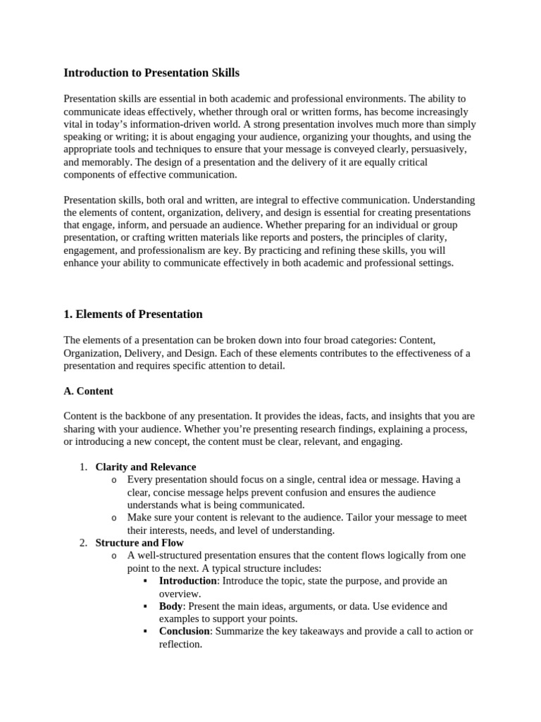Essential Presentation Skills Guide | PDF | Communication | Typefaces
