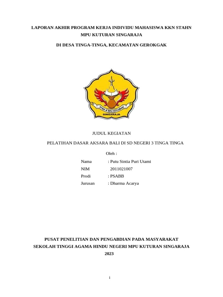 Laporan KKN Tia - Docx Fix | PDF