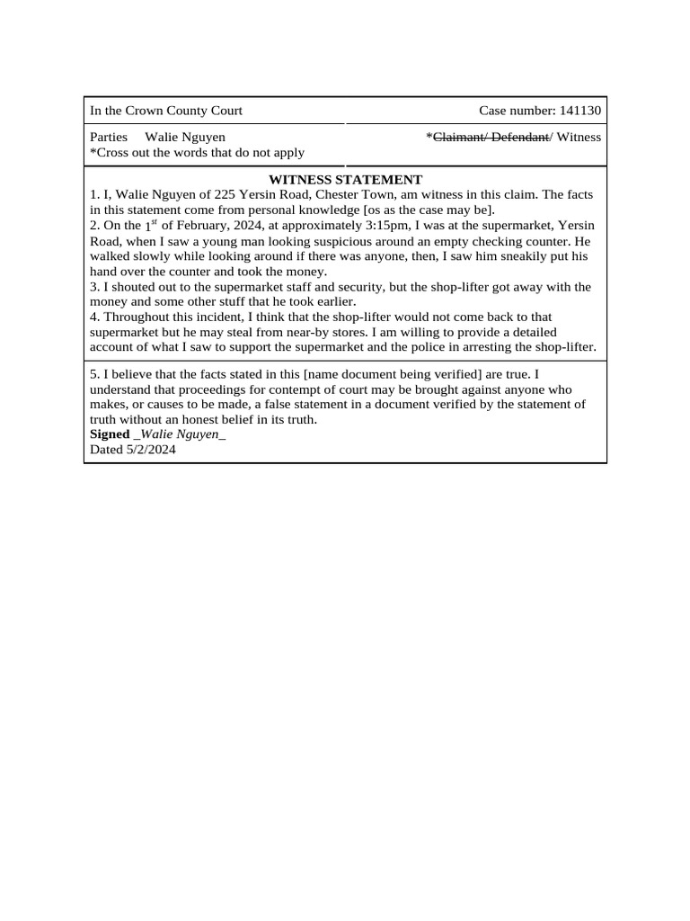 Witness Statement | PDF