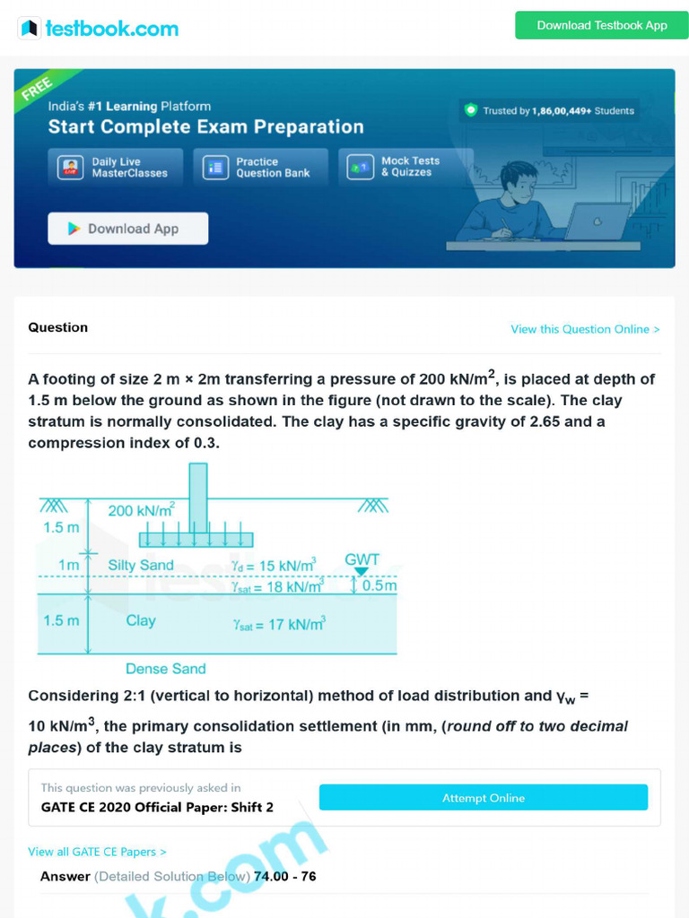 A Footing of Size 2 M 2m Transferring A PR 5ea31a00f60d5d53736f613b | PDF