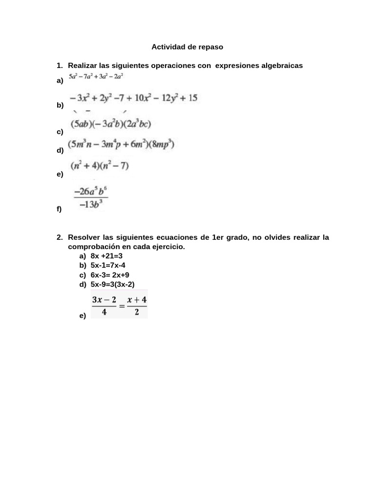 Tarea de Repaso | PDF