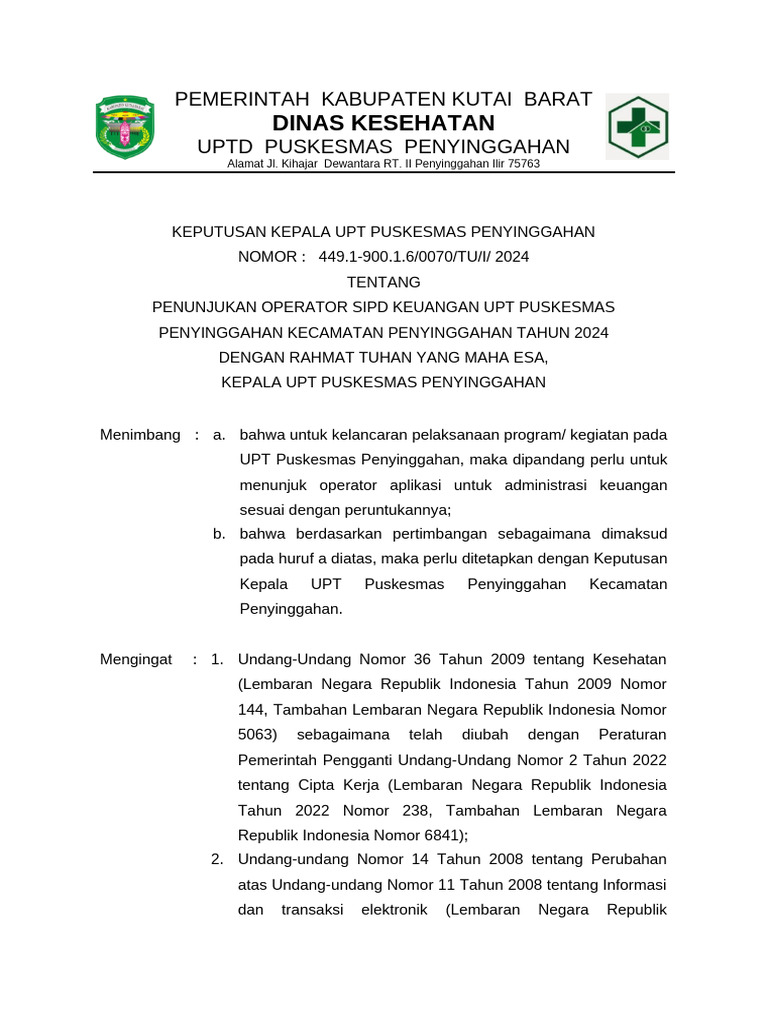 SK Operator Sipd 2024 | PDF