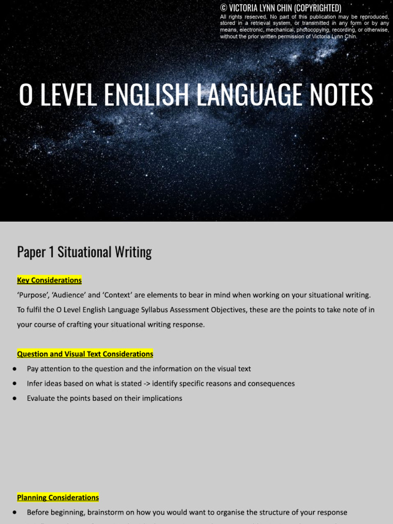 O Level English Notes by Victoria Chin | PDF | Human Communication