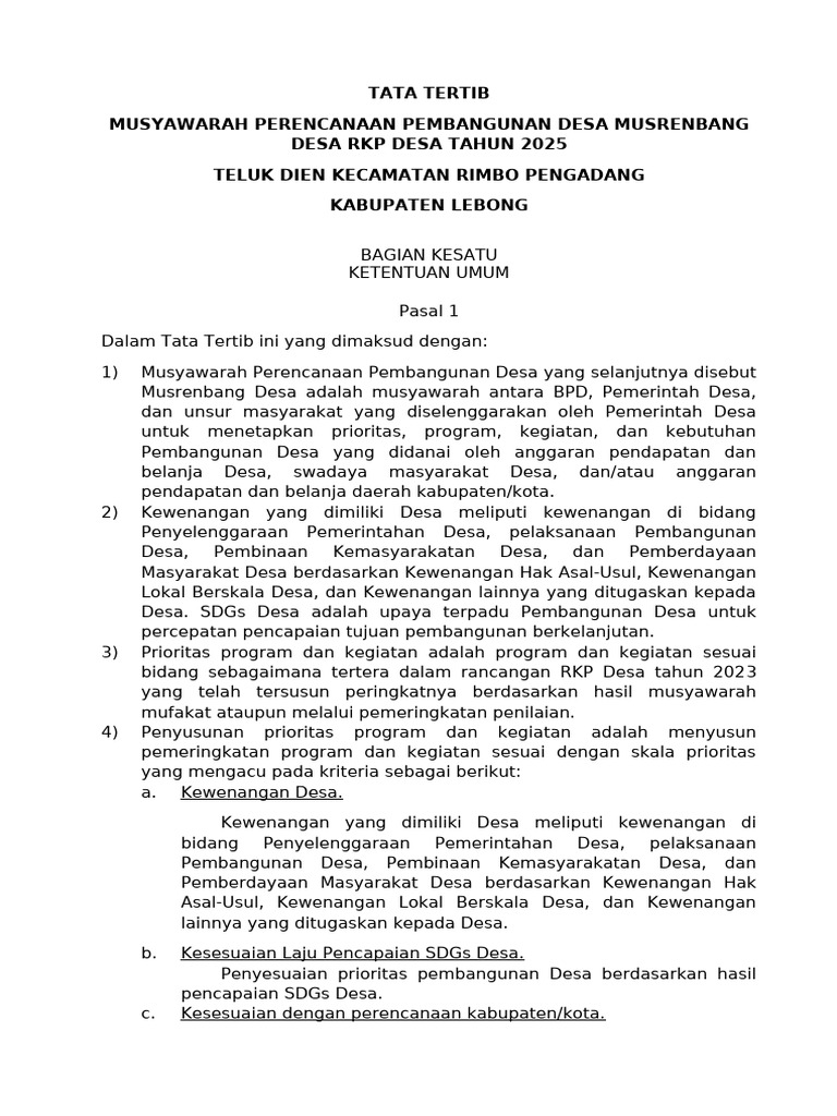 15 Edit - Form Tatib Musrenbang Desa RKP Desa | PDF