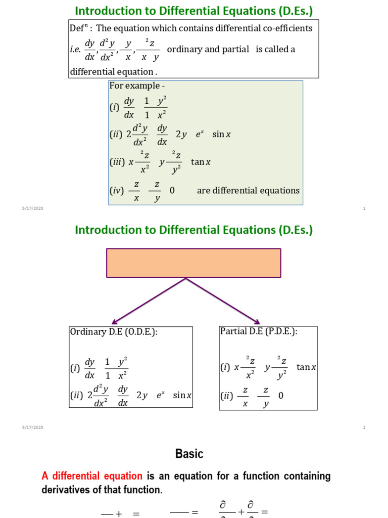 2.Basic on Differential Equations | PDF | Ordinary Differential ...