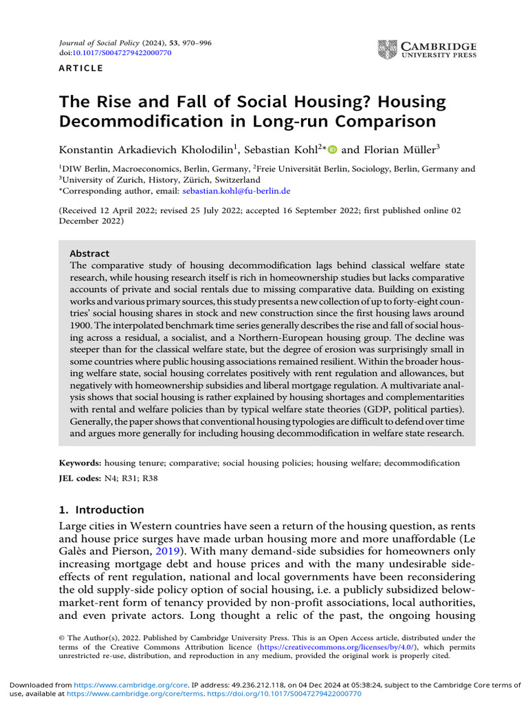 Social Housing Trends: A Global Analysis | PDF | Public Housing | Taxes