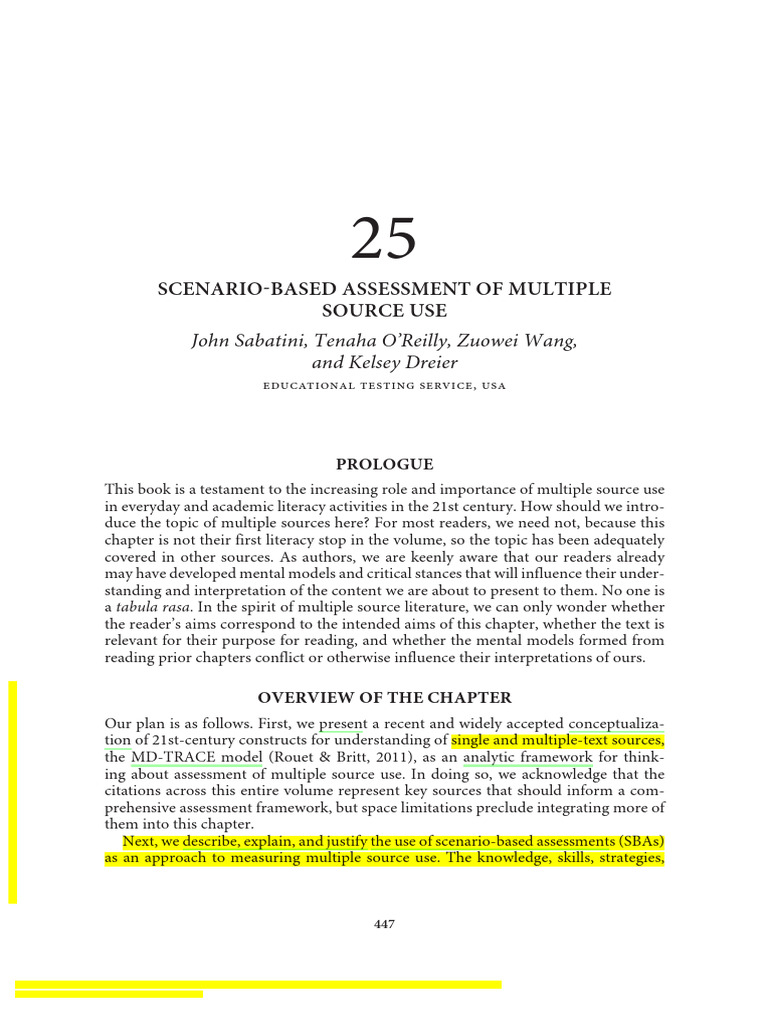 Scenario-Based - Assessment - of - Multiple - Source - Use | PDF | Educational Assessment | Learning