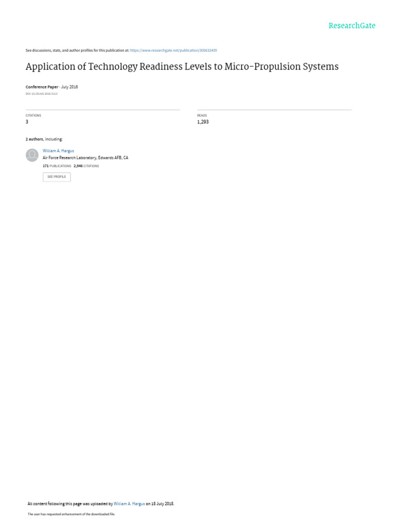 TRL_Assignments_AIAA_2016_5113 | PDF | Spacecraft Propulsion | System
