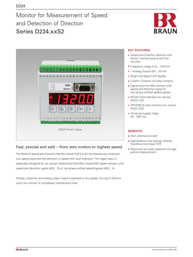 Braun D224 Speed and Direction Monitor | PDF | Relay | Frequency