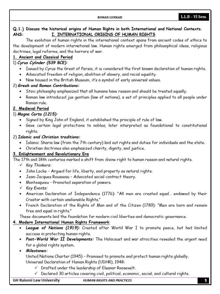 Human Rights and Practices - LLB 6th Sem | PDF | Human Rights | Rights