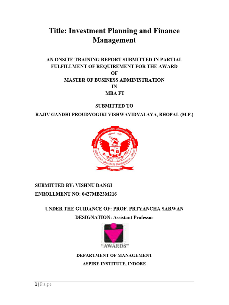 Internship Report: Finance Management | PDF | Chief Financial Officer ...