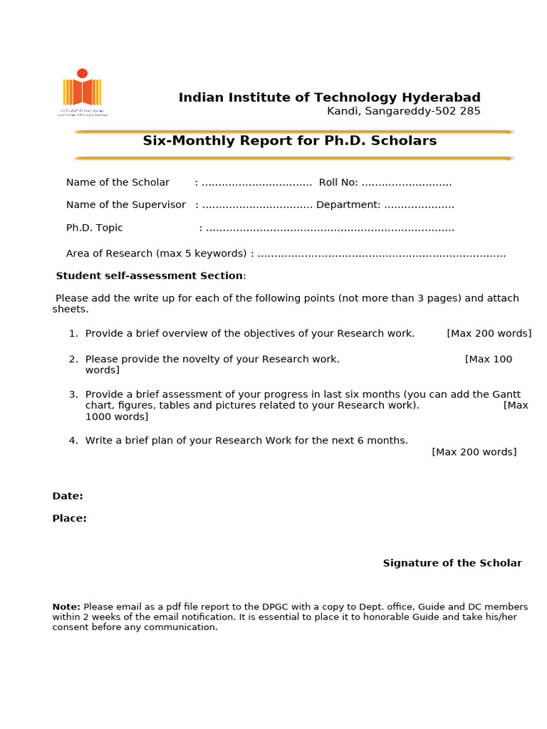 Six-Monthly Report Format | PDF