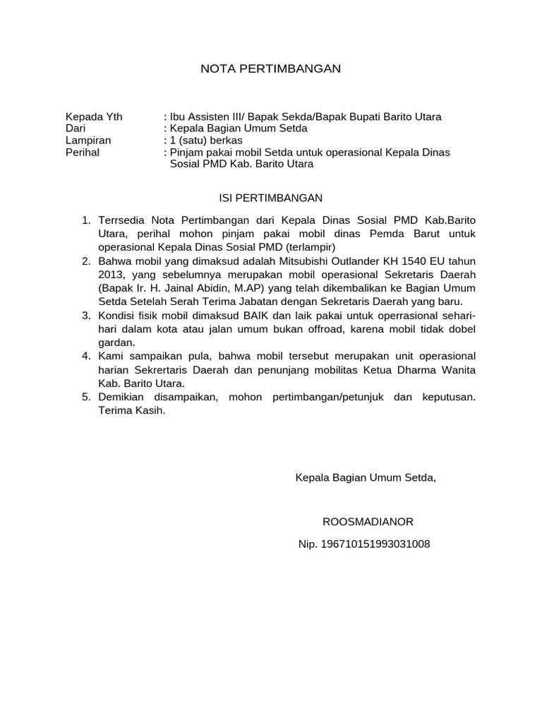 Nota Pertimbangan | PDF