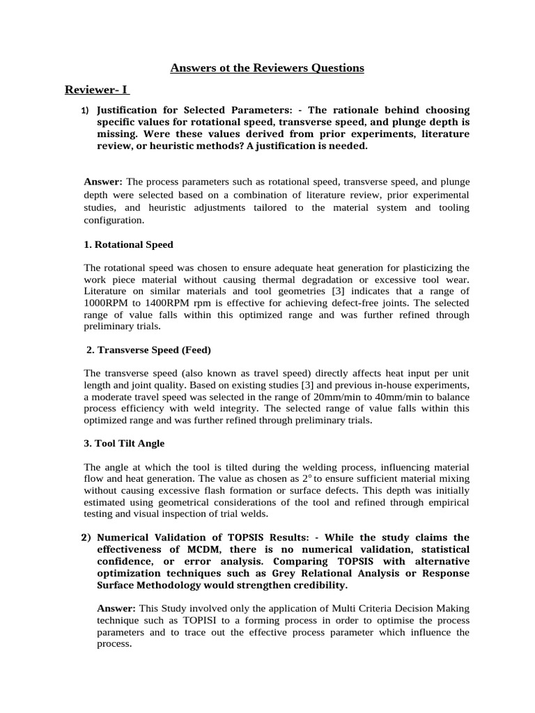 Answers Ot The Reviewers Questions | PDF | Mathematical Optimization ...