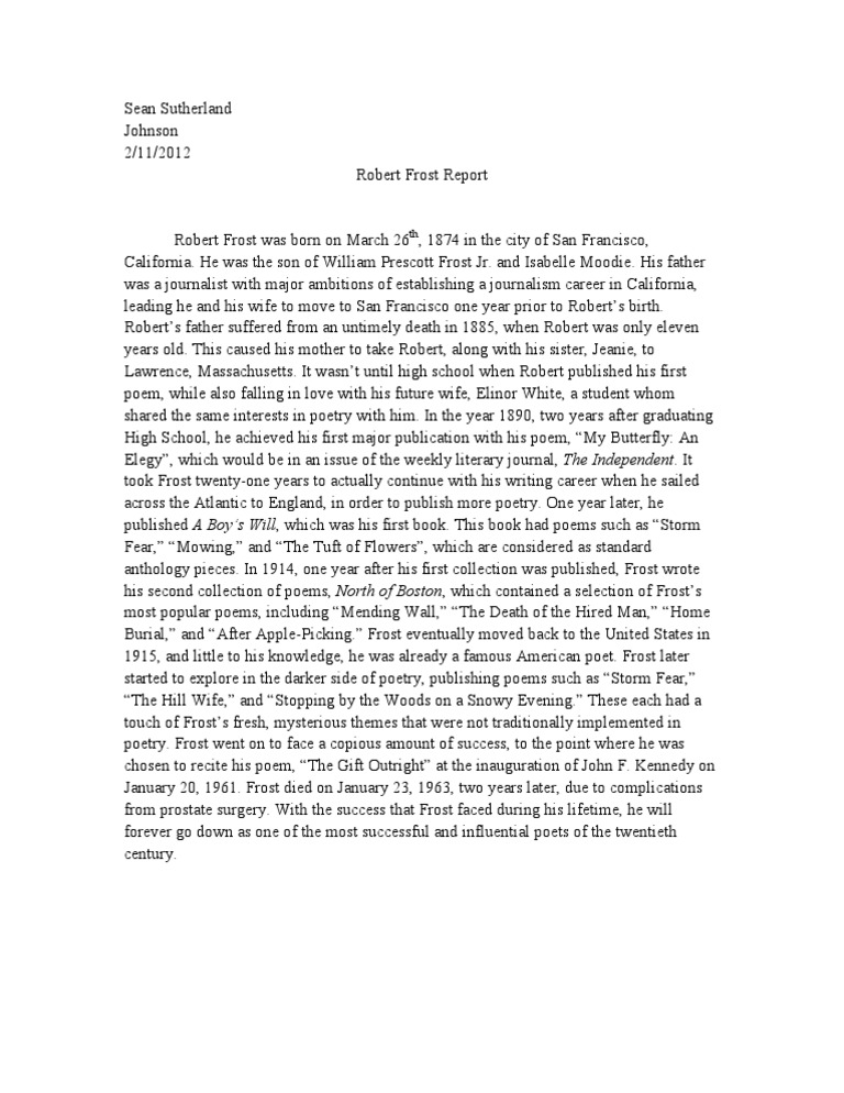 Robert Frost Biography | PDF | Poetry | English Language Literature