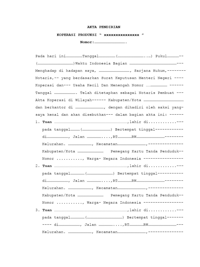 Salinan DRAFT ANGGARAN DASAR KOPERASI PRODUKSI | PDF